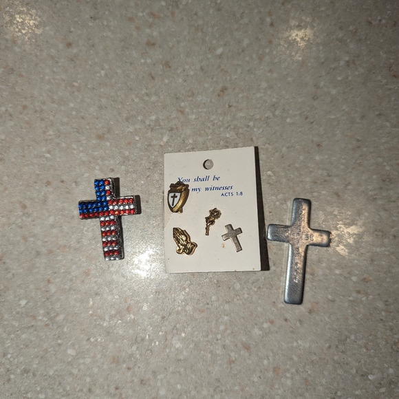 Jewelry | Vintage Lot Of 5 Christian Cross Pin Pins Brooches Usa ...